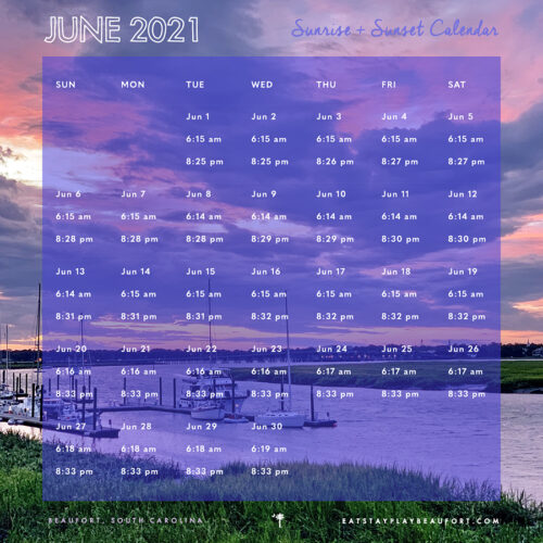 Beaufort, SC Sunrise and Sunset Times Calendar ~ 2021